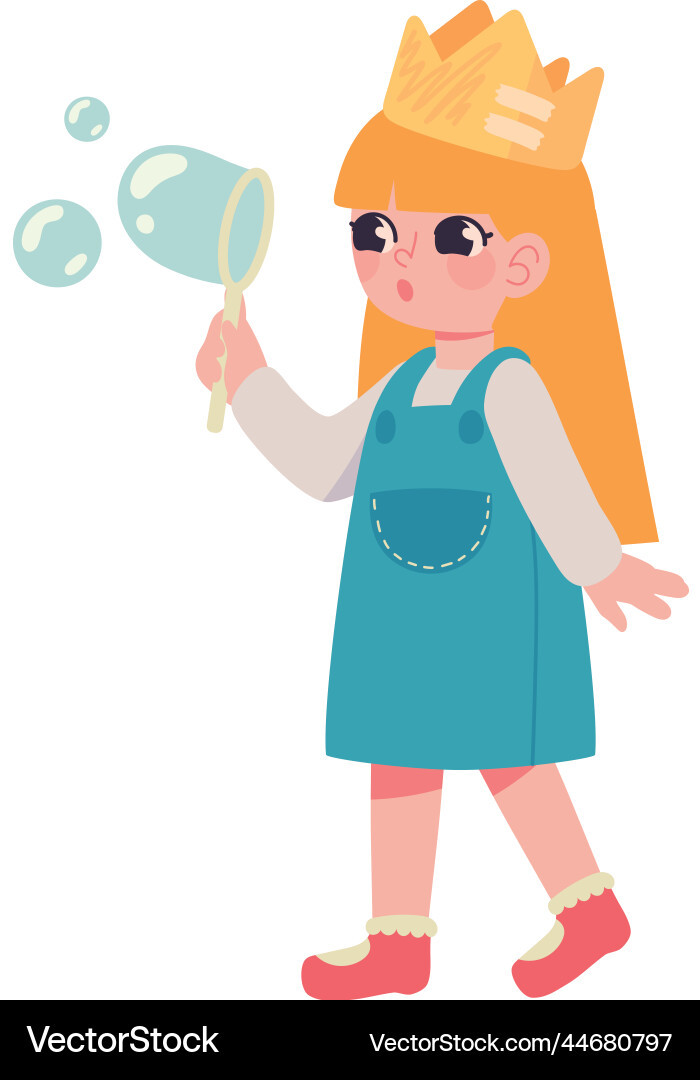 Girl playing with bubbles Royalty Free Vector Image