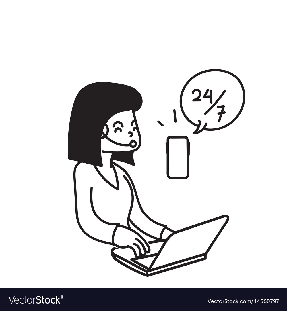 Hand drawn doodle customer service agent Vector Image Hand drawn doodle customer service agent Vector Image