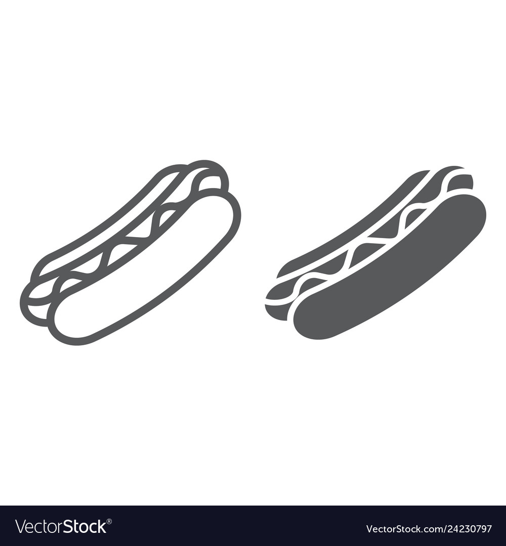 Hotdog line and glyph icon food meal sausage Vector Image