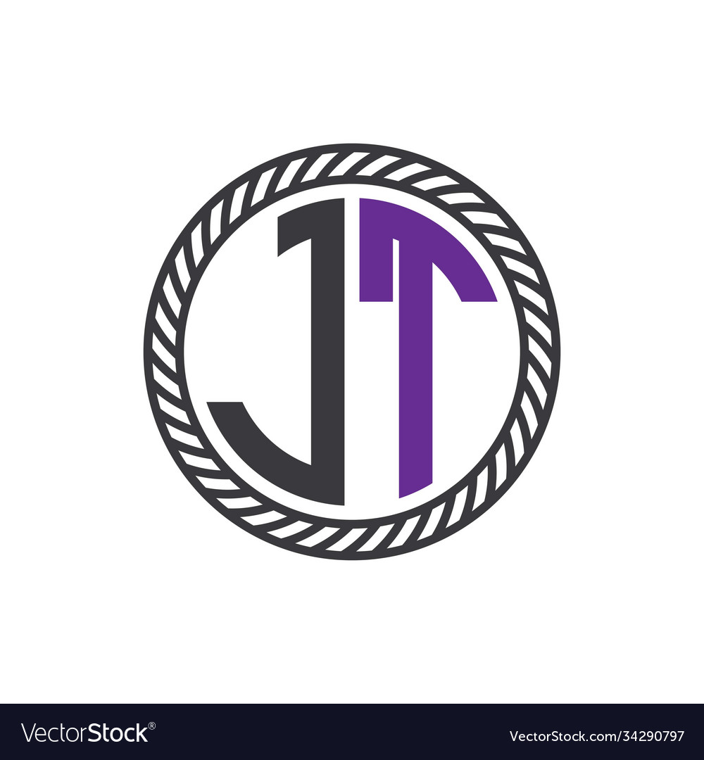 Initial letter jt circle shape monogram simple Vector Image