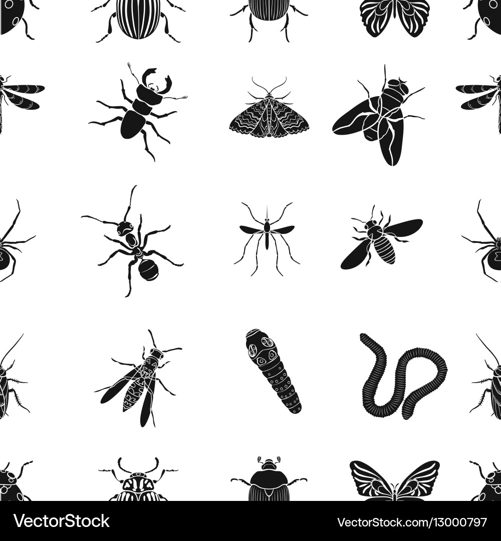 Insects pattern icons in black style big Vector Image