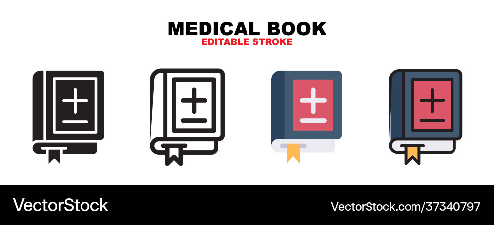 Medical book icon set with different styles Vector Image