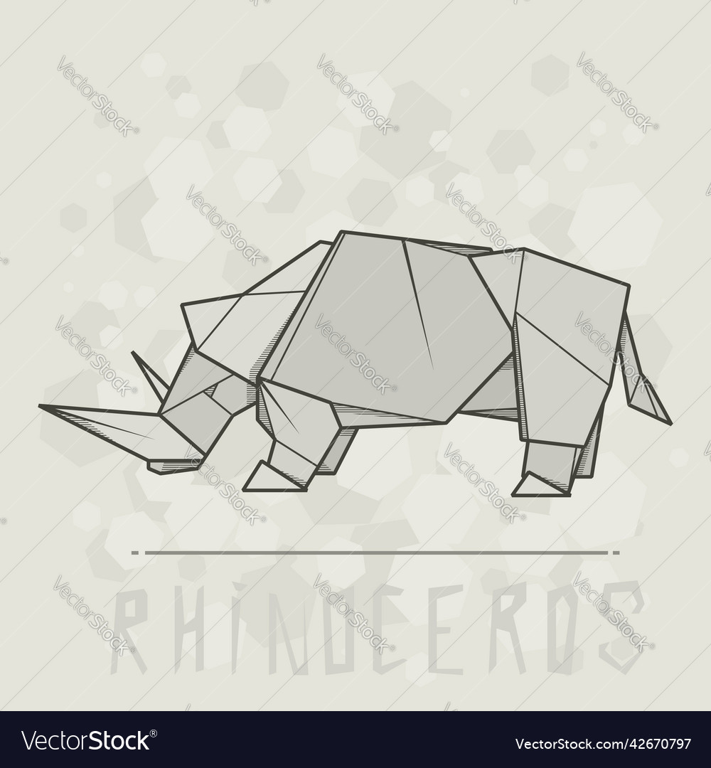Paper origami of rhinoceros Royalty Free Vector Image