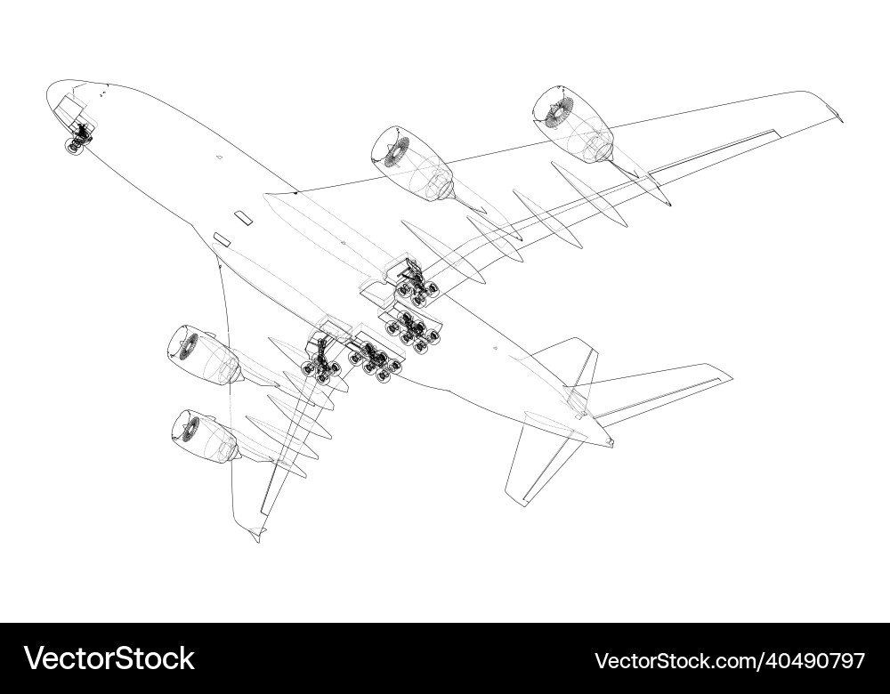 Passenger airplane rendering of 3d Royalty Free Vector Image