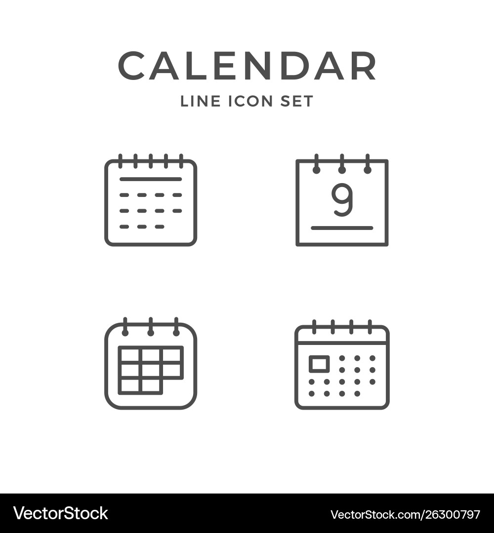 Set line icons calendar Royalty Free Vector Image