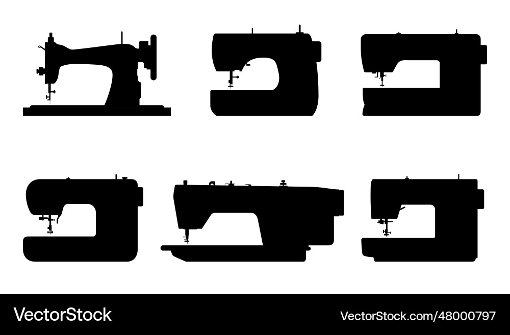 Sewing machine set icons isolated on white Vector Image