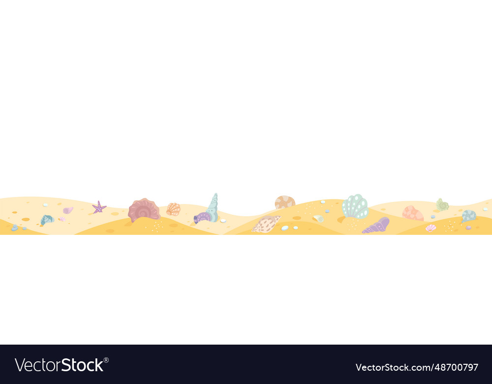 Shells on sand seamless pattern beach with shell Vector Image