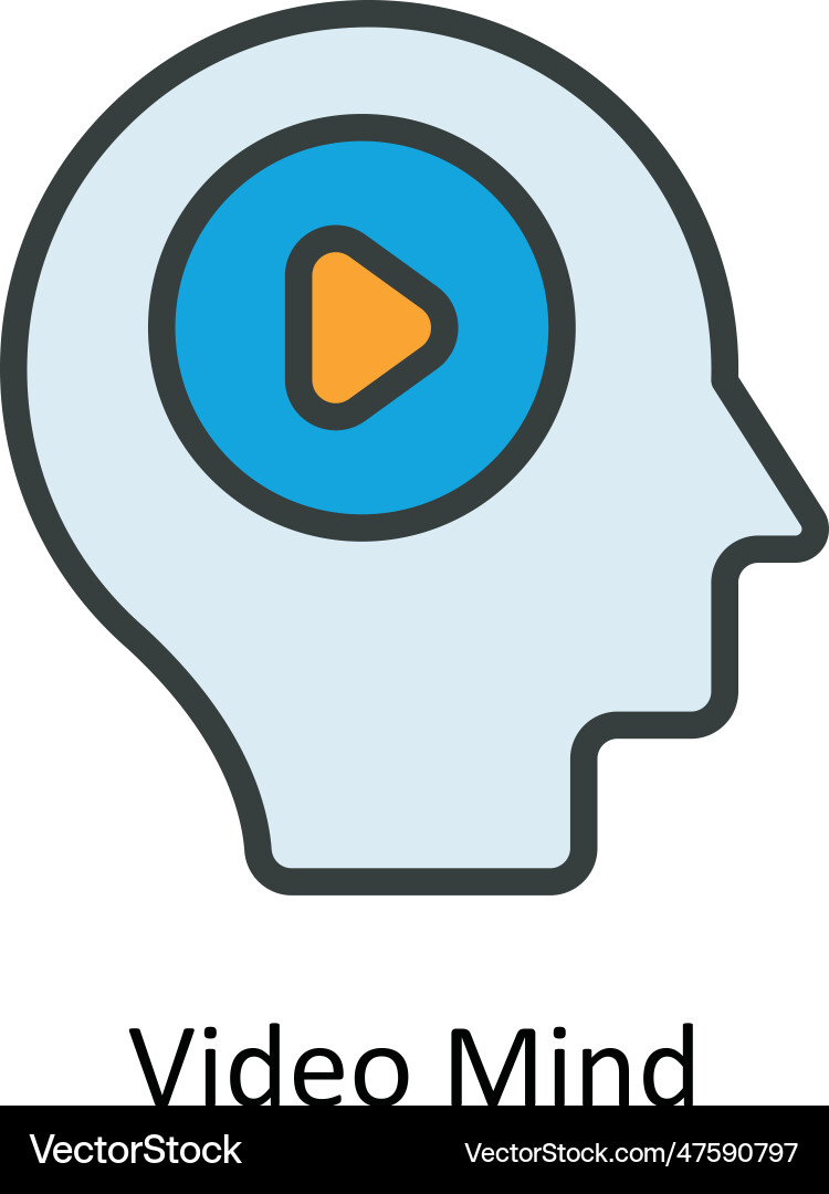 Video mind fill outline icon design illust Vector Image
