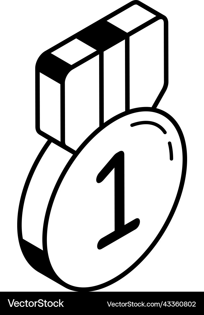 A line isometric icon of position badge Royalty Free Vector