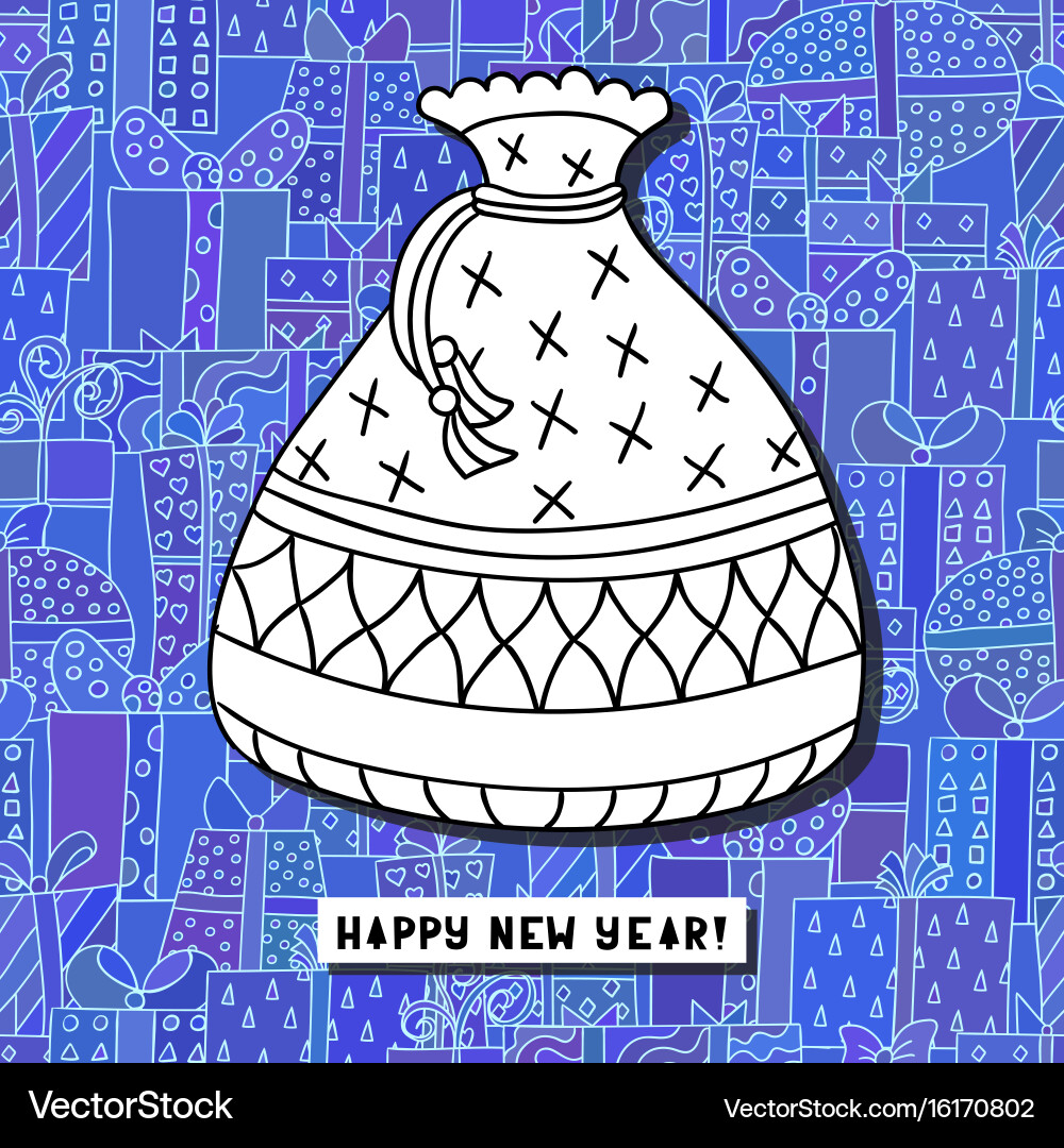 Greeting card cartoon bag with presents Royalty Free Vector
