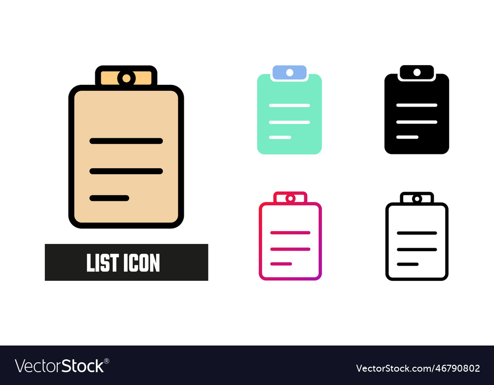 List icon set Royalty Free Vector Image - VectorStock