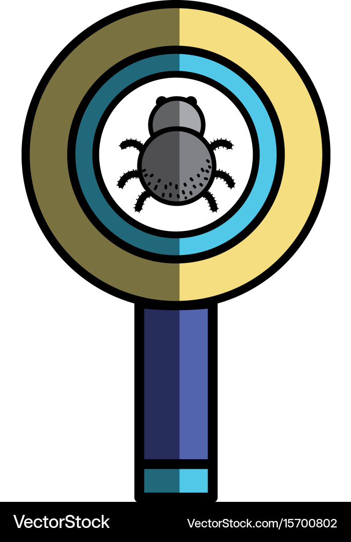 Magnifying glass with spider insect inside Vector Image