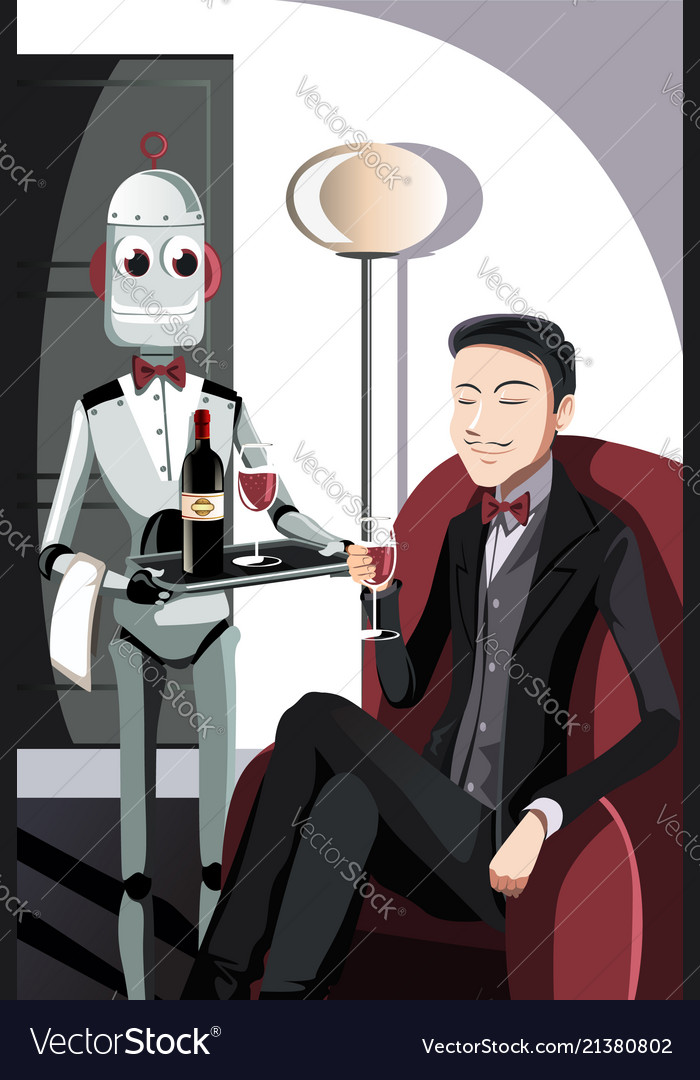 Man and robot Royalty Free Vector Image - VectorStock