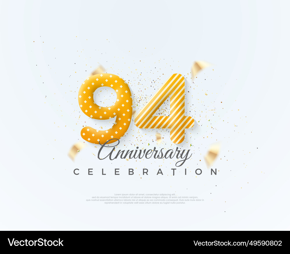 Number 94th for anniversary celebration Royalty Free Vector