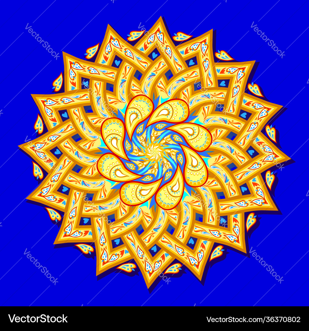 Round geometric mandala with ethnic motifs Vector Image