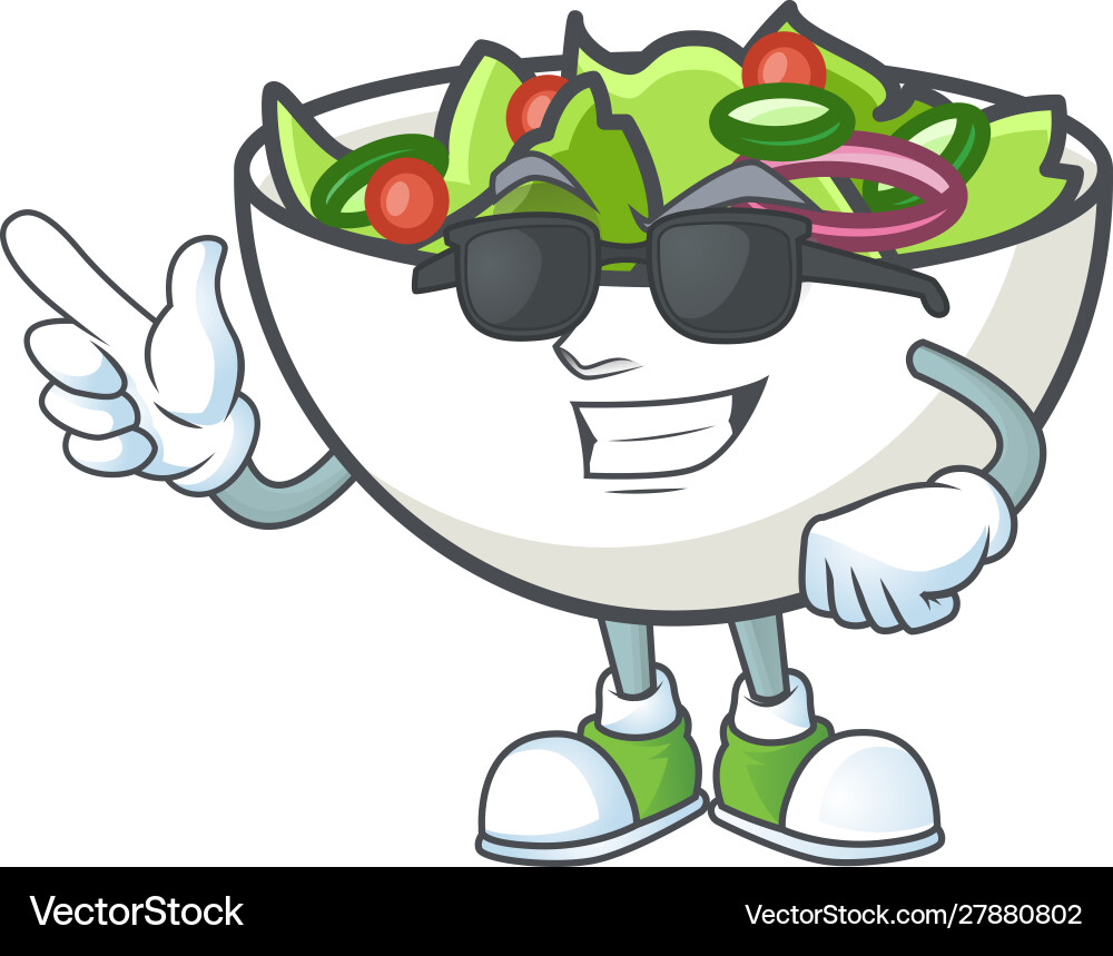 Salad super cool character in cartoon Royalty Free Vector