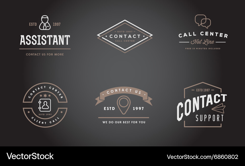 Set of contact us service elements and assistance Vector Image