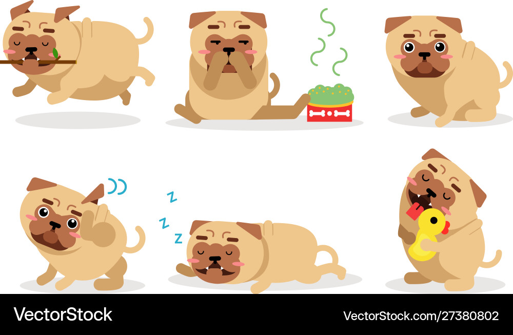 Set of different actions a puppy Royalty Free Vector Image