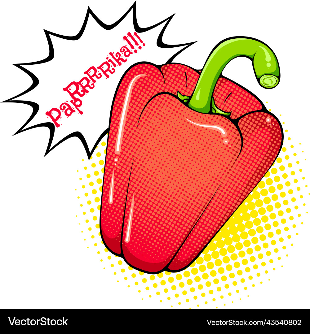 Whole red paprika pop art style sticker Royalty Free Vector