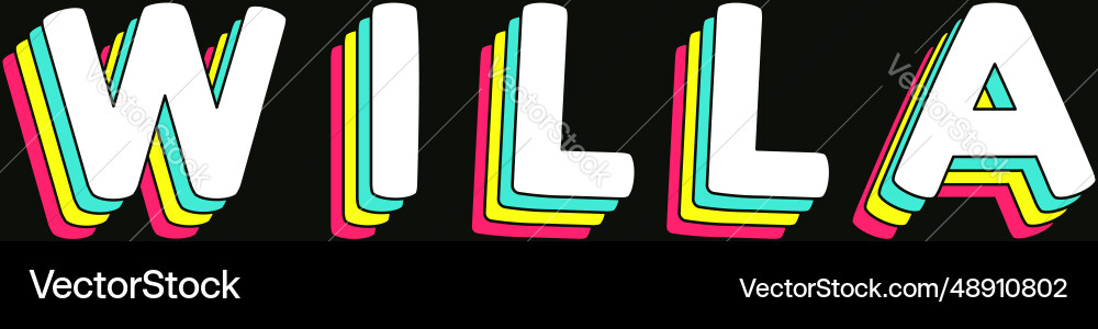 Willa - retro rainbow typography faded style Vector Image