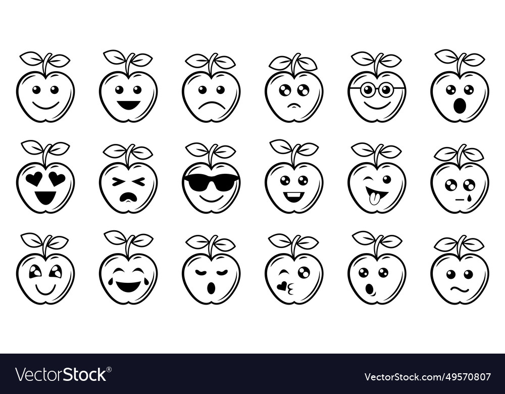 Apple with smiling faces Royalty Free Vector Image