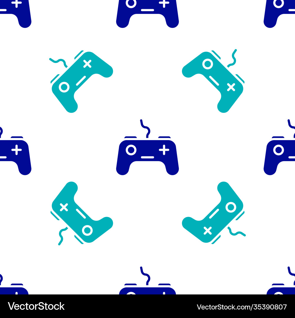 Blue gamepad icon isolated seamless pattern Vector Image