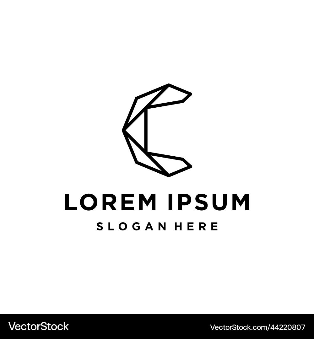 C letter abstract geometric line diamond wire logo