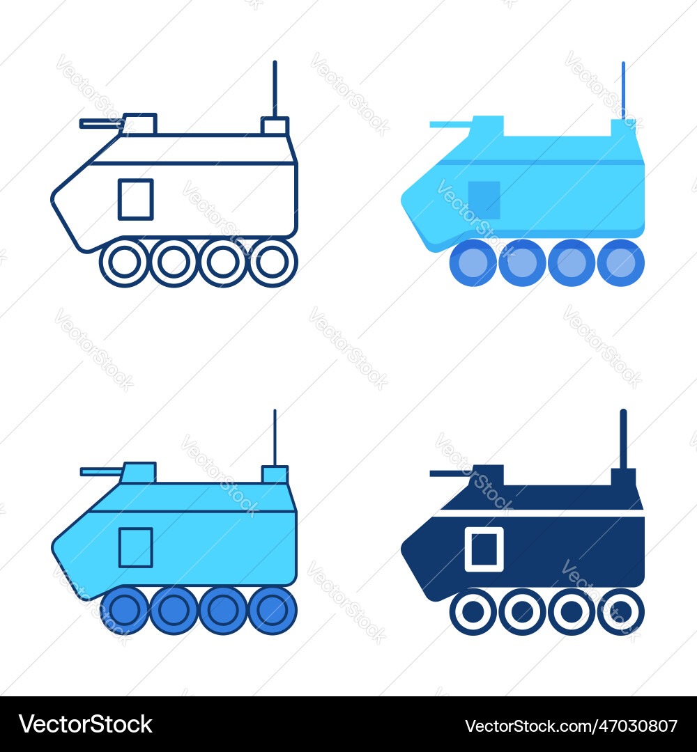 Combat vehicle icon set in flat and line style Vector Image