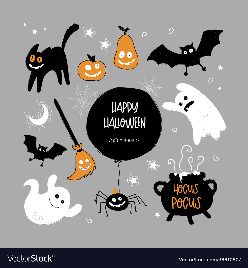 Cute hand drawn halloween design spooky Royalty Free Vector