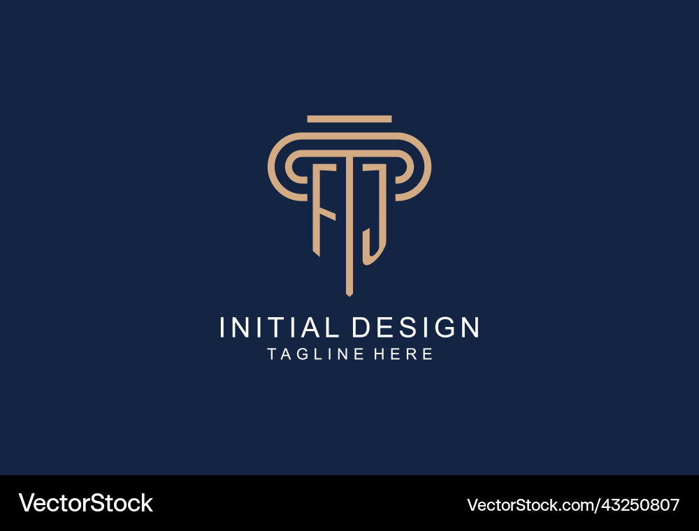 Fj initial pillar logo elegant and luxury law Vector Image