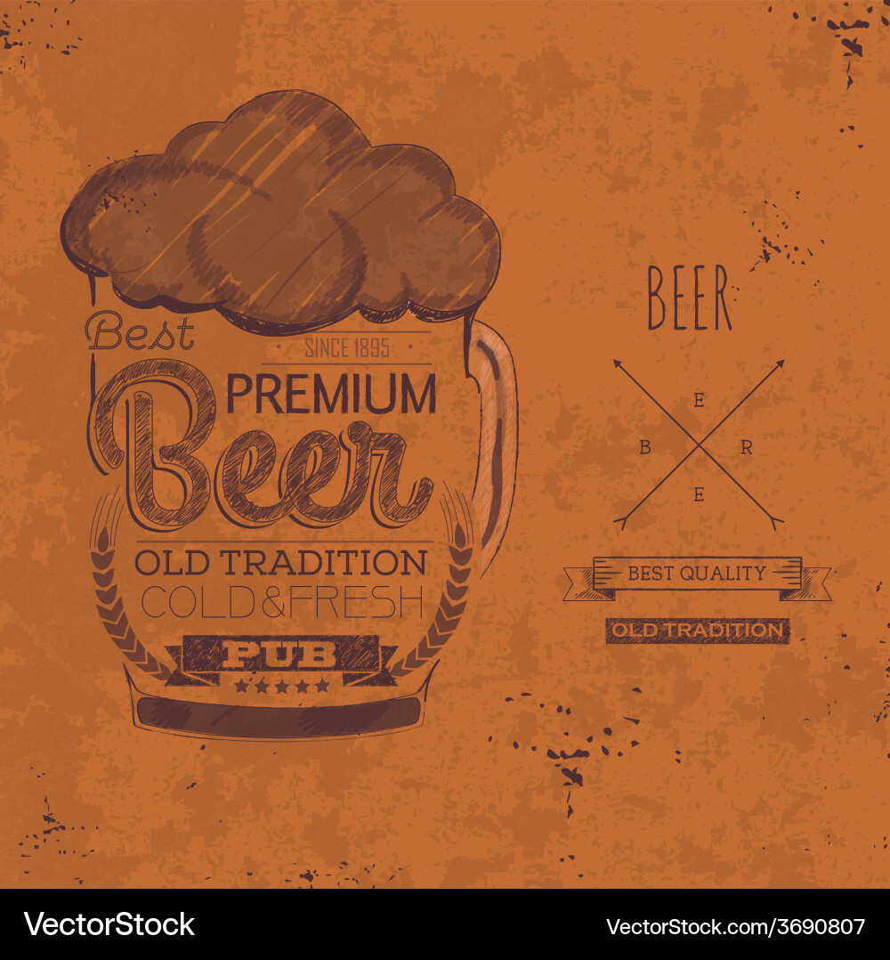 Hand drawn grunge beer background Royalty Free Vector Image