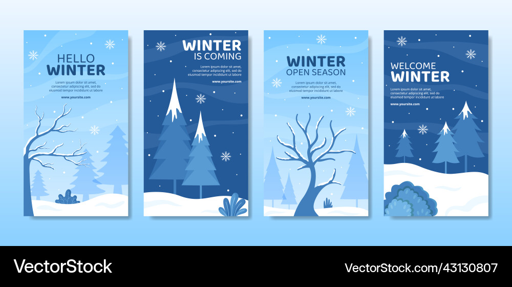 Hello winter social media stories template flat Vector Image