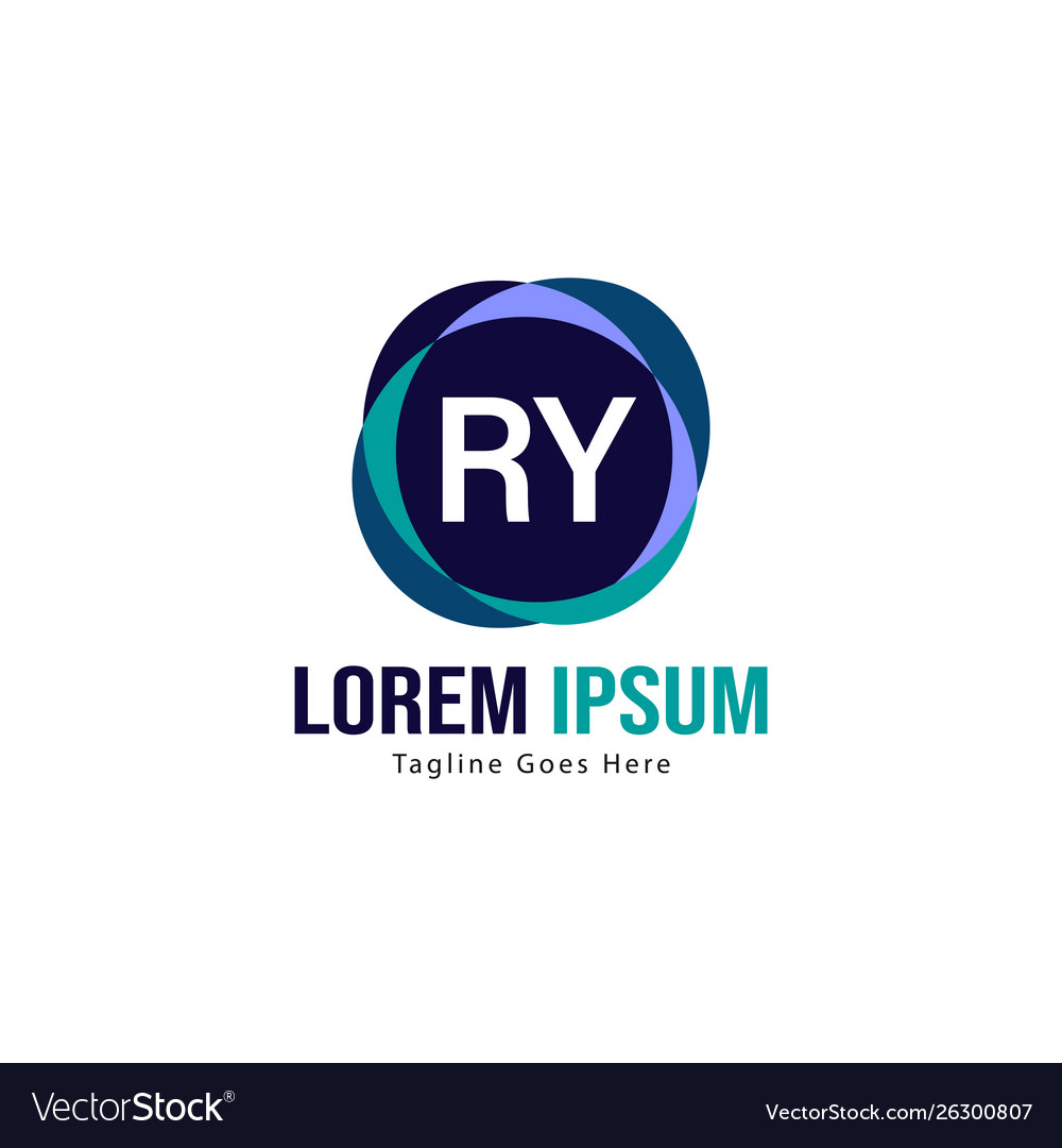 Initial ry logo template with modern frame Vector Image