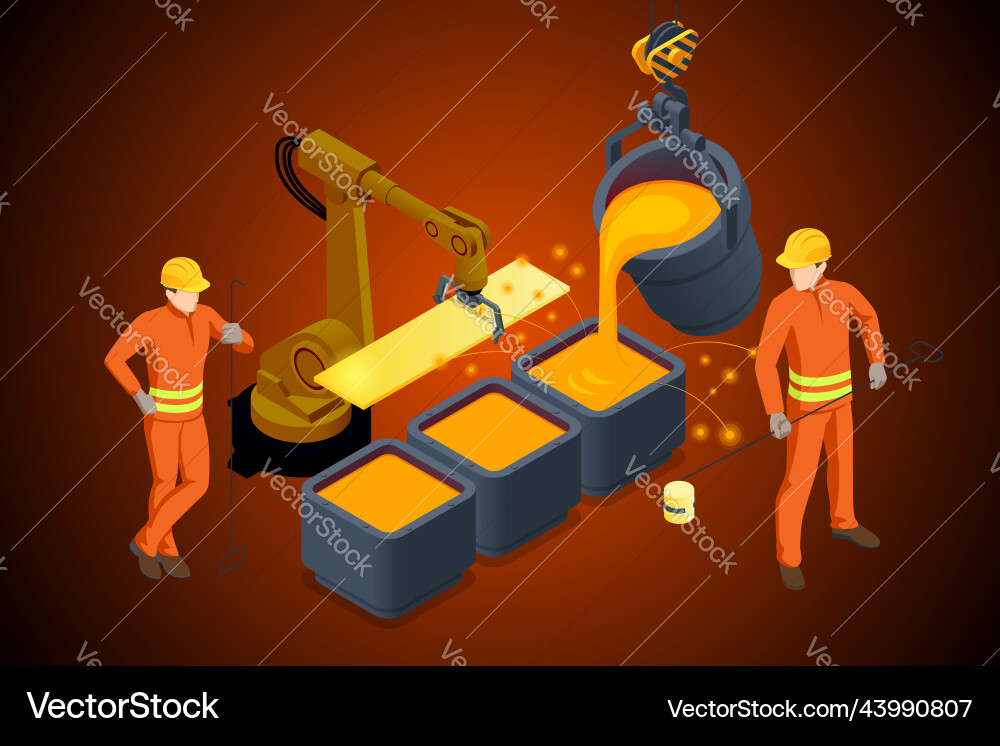 Isometric industrial steel production Royalty Free Vector