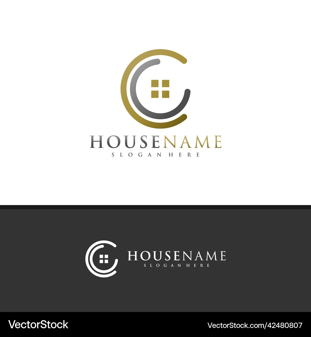 Letter c with house logo design creative house Vector Image