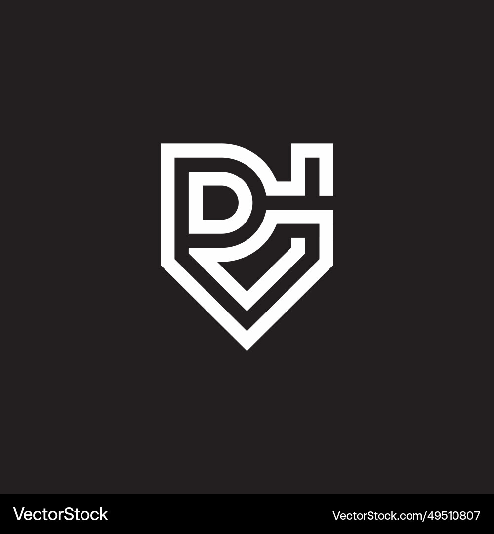 Letter pv simple outline geometric logo Royalty Free Vector