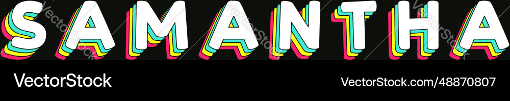 Samantha - retro rainbow typography faded style Vector Image