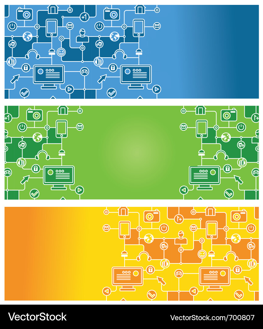 Set abstract banners with social media icons Vector Image