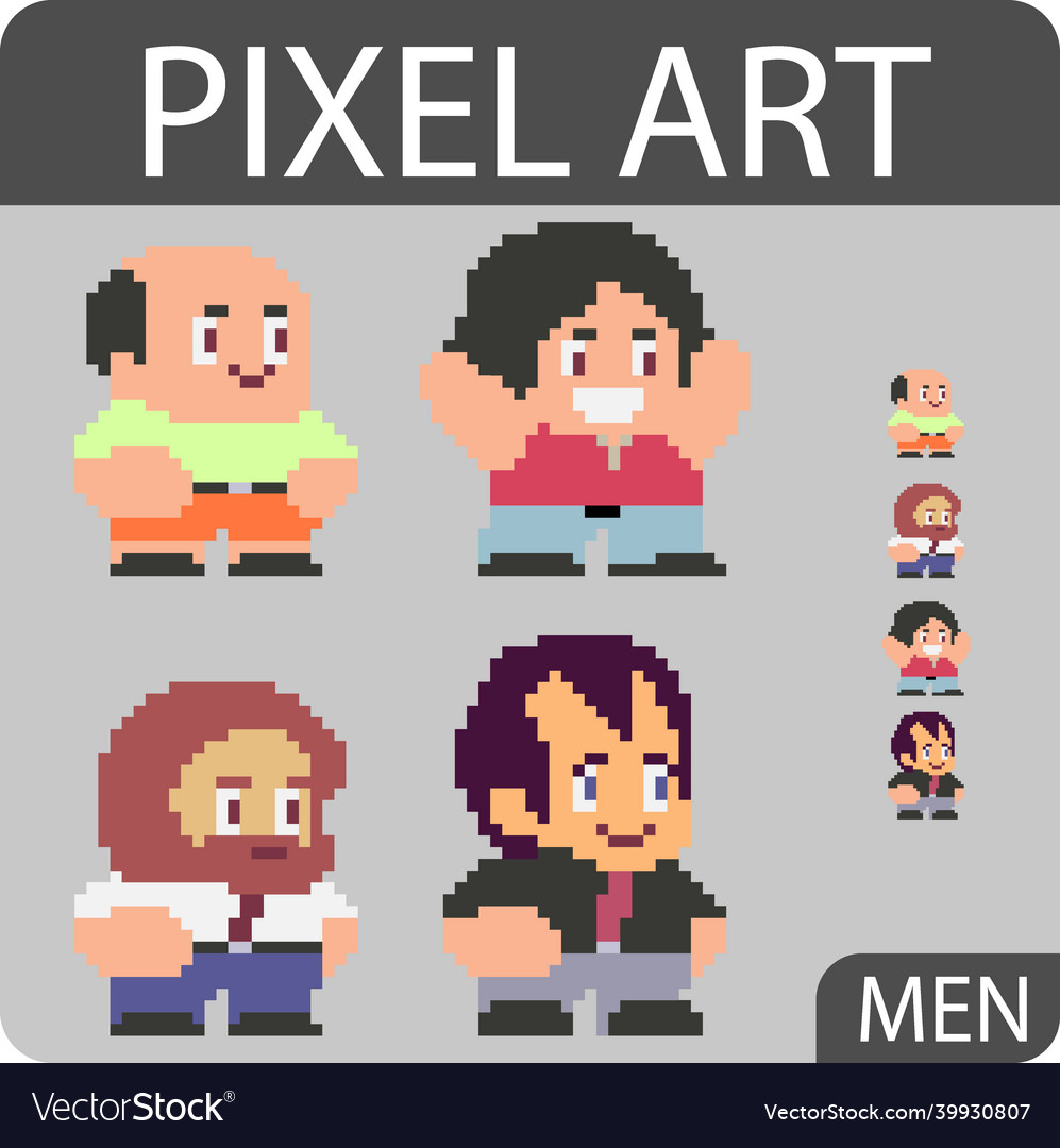 Set of funny pixel characters Royalty Free Vector Image Set of funny pixel characters Royalty Free Vector Image
