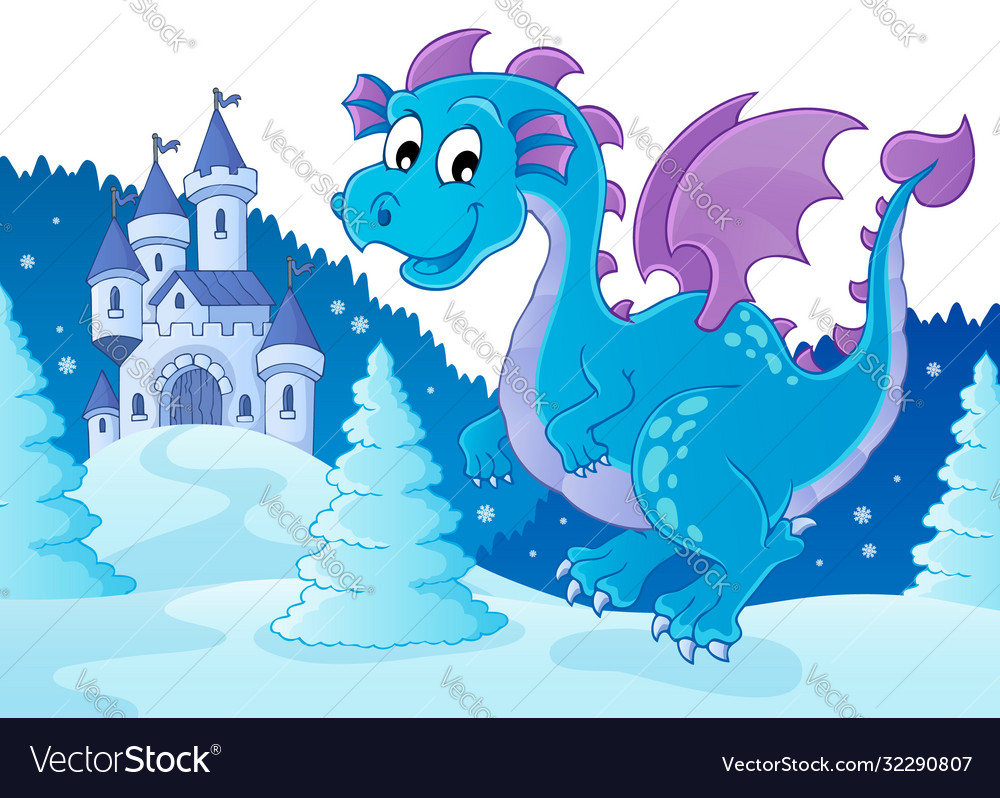 Winter dragon theme image 2 Royalty Free Vector Image