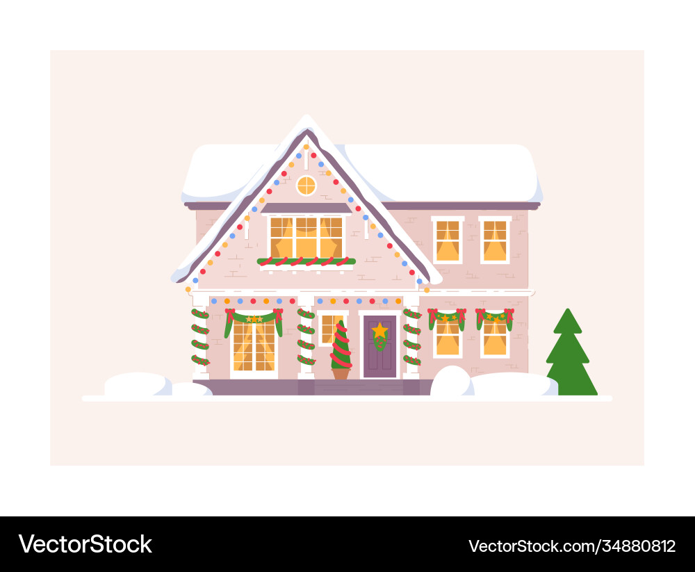 Christmas house isolated on white background Vector Image