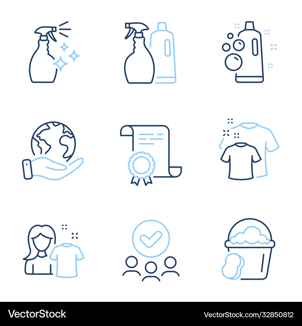 Clean bubbles shirt and shampoo and spray Vector Image