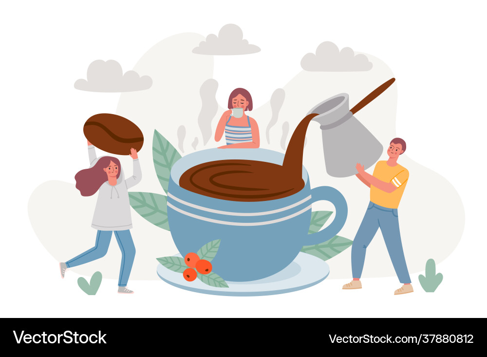 Coffee break big cup morning hot drink Royalty Free Vector
