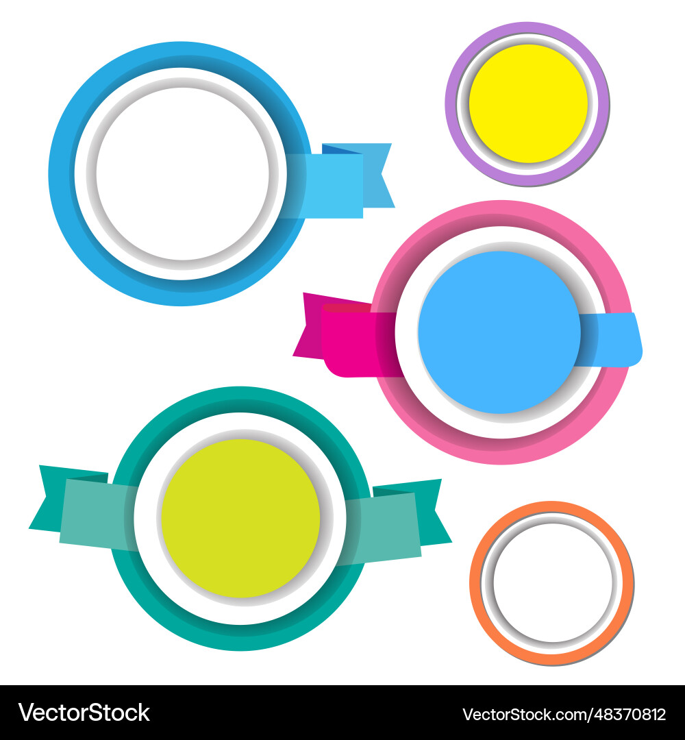 Colorful round paper labels with shadows Vector Image