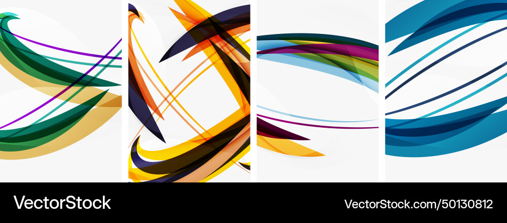Colorful wave lines poster set for wallpaper Vector Image