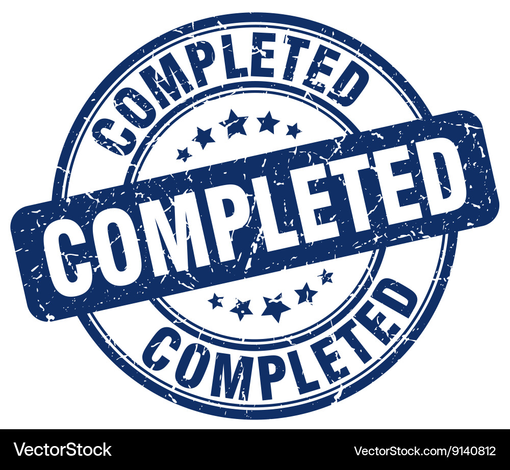 Completed blue grunge round vintage rubber stamp Vector Image