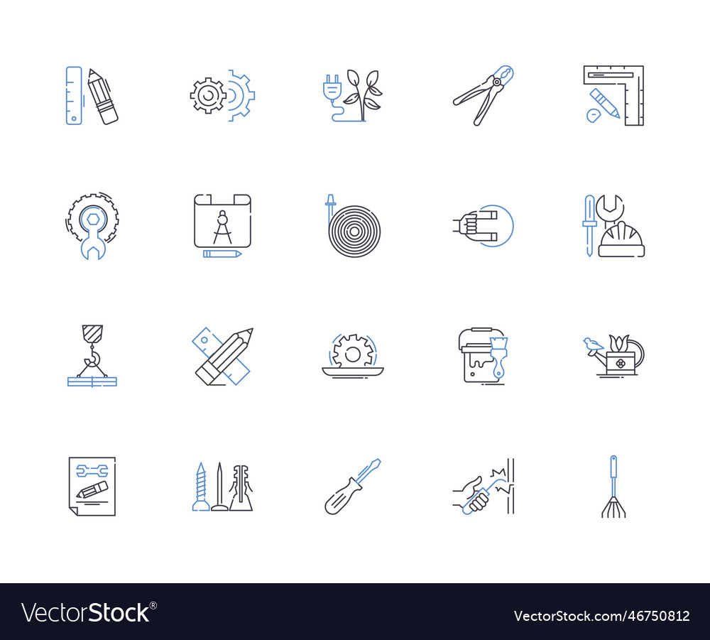 Engineering technologies outline icons collection Vector Image Engineering technologies outline icons collection Vector Image