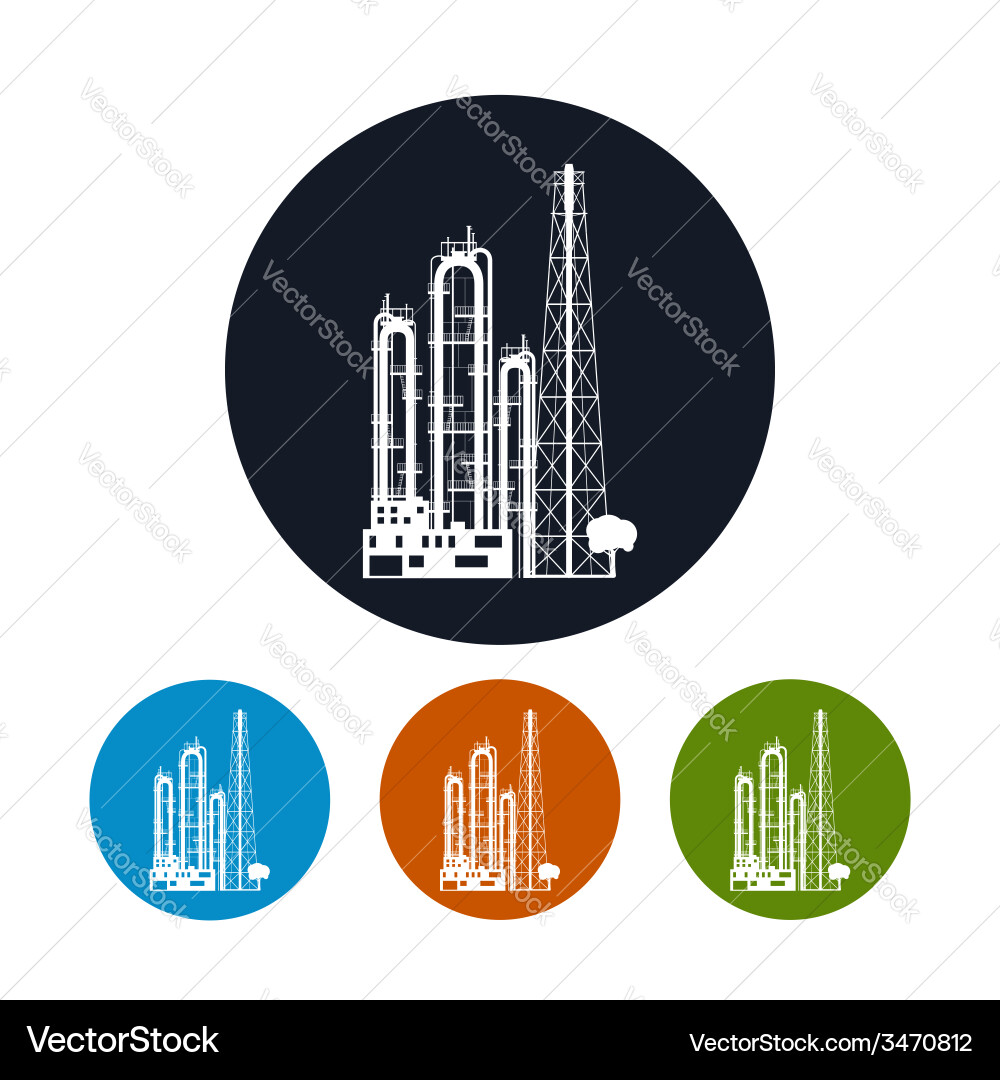 Icon of a chemical plant or refinery processing Vector Image