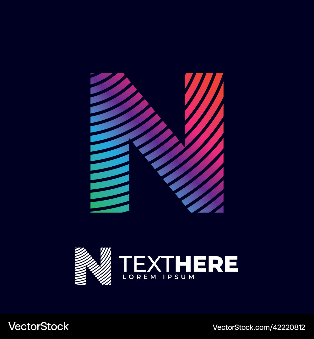 Initial n letter colorful modern digital alphabet Vector Image