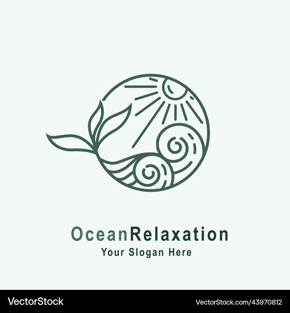Ocean wave relaxation logo line art style design Vector Image